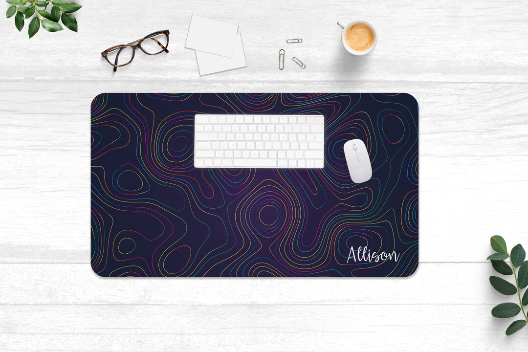 Topographic Desk Mat, Personalized Desk Pad, Topographical Extended ...