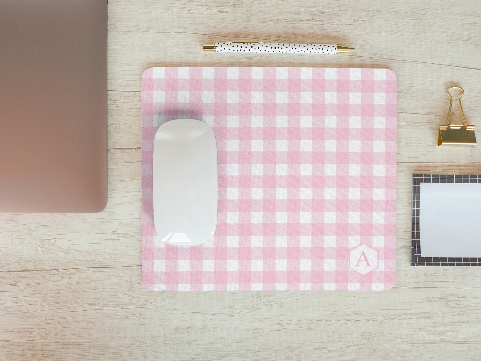 Gingham Desk Mat Personalized Desk Pad Pink Keyboard Mat - Etsy