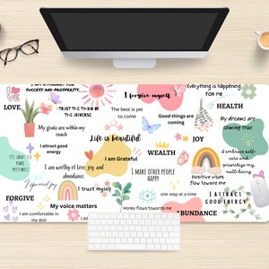 Positive Affirmations Desk Mat, Motivational Self Care Mousepad for ...