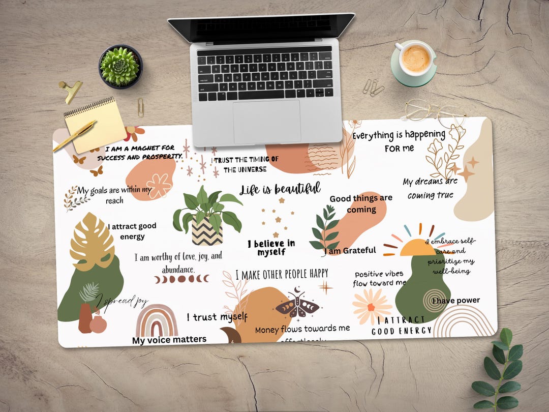 Positive Affirmations Desk Mat, Motivational Mousepad, Self Love Office ...