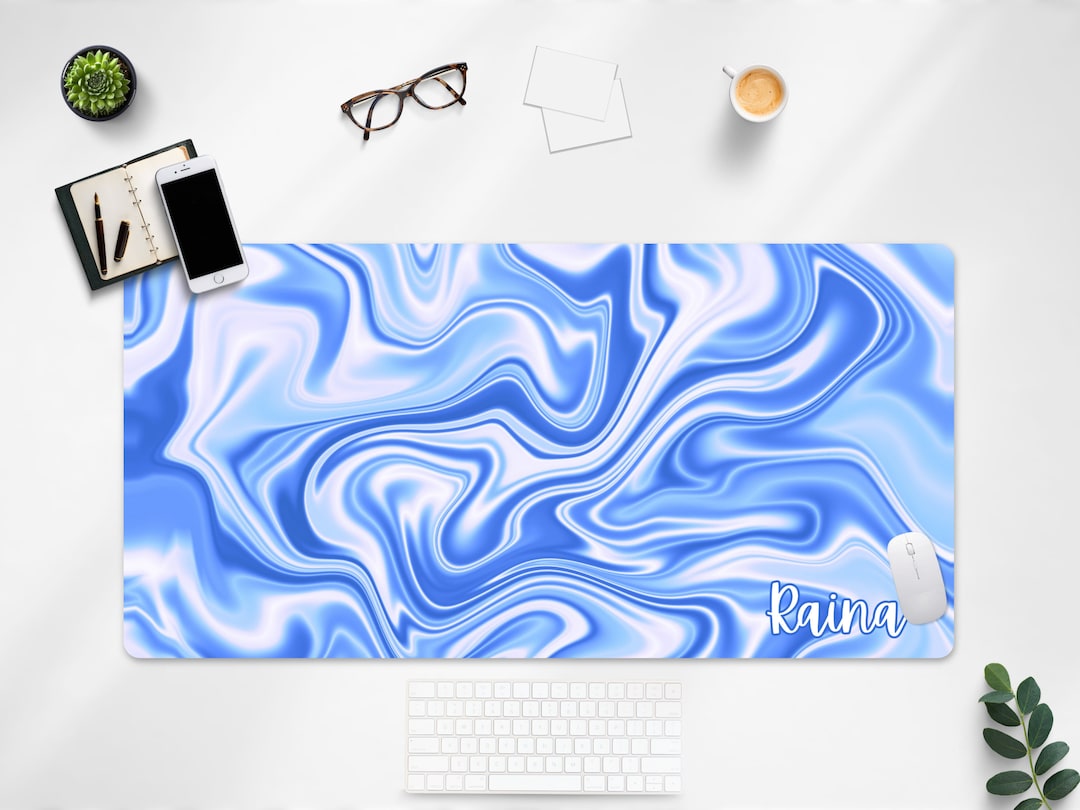 Blue Holographic Desk Pad Cute Workspace Accessory and Aesthetic ...