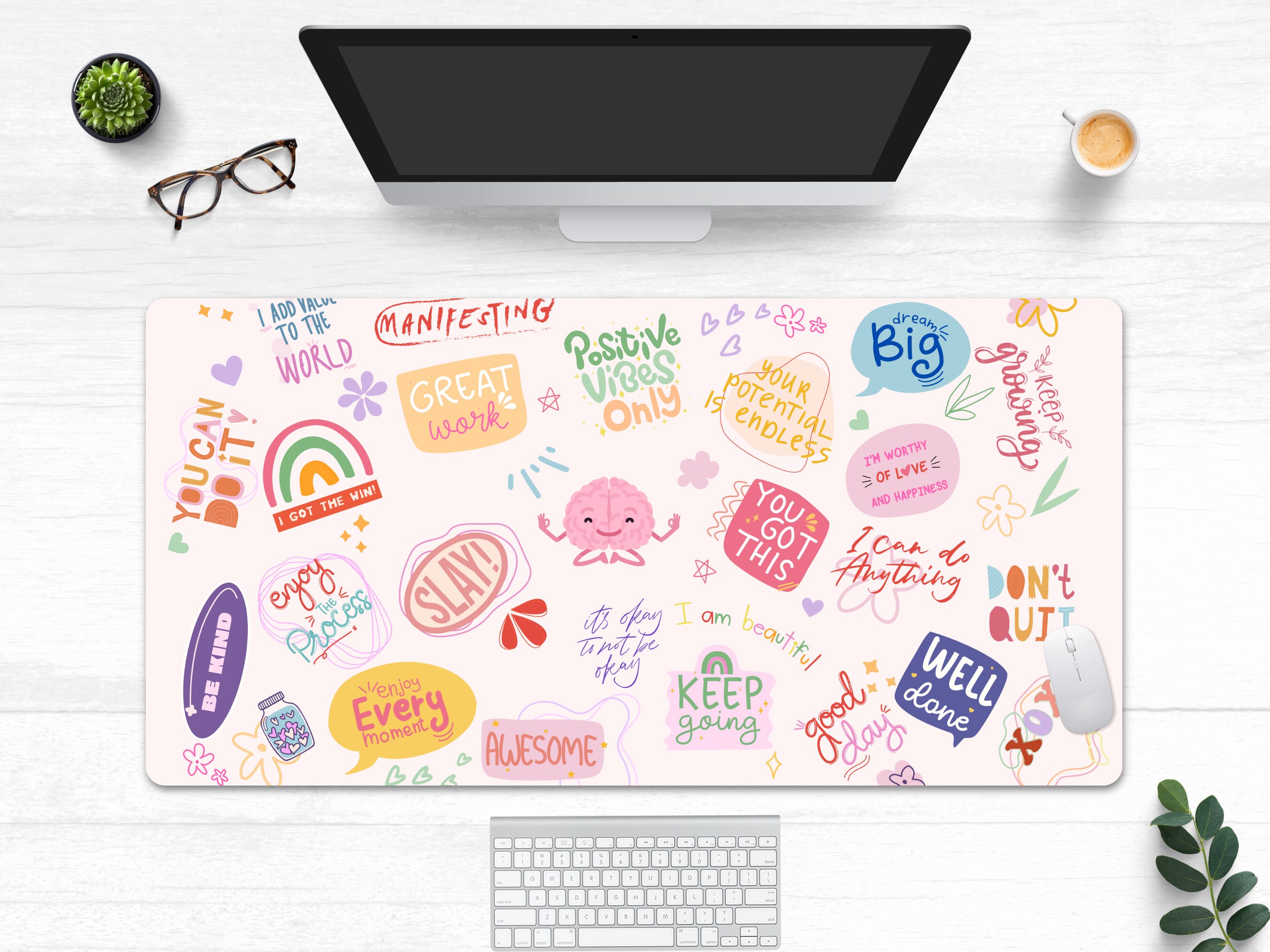 Positive Affirmations Desk Mat: Motivational Office Decor, Personalized ...