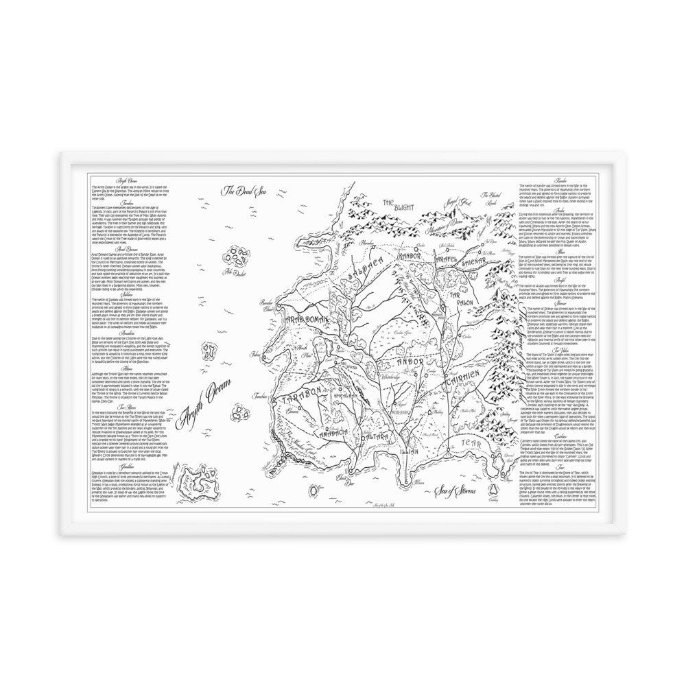 Wheel of Time Fantasy Map With Facts Hand Drawn Framed Poster - Etsy