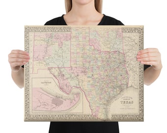 1880 Map of Texas - Etsy