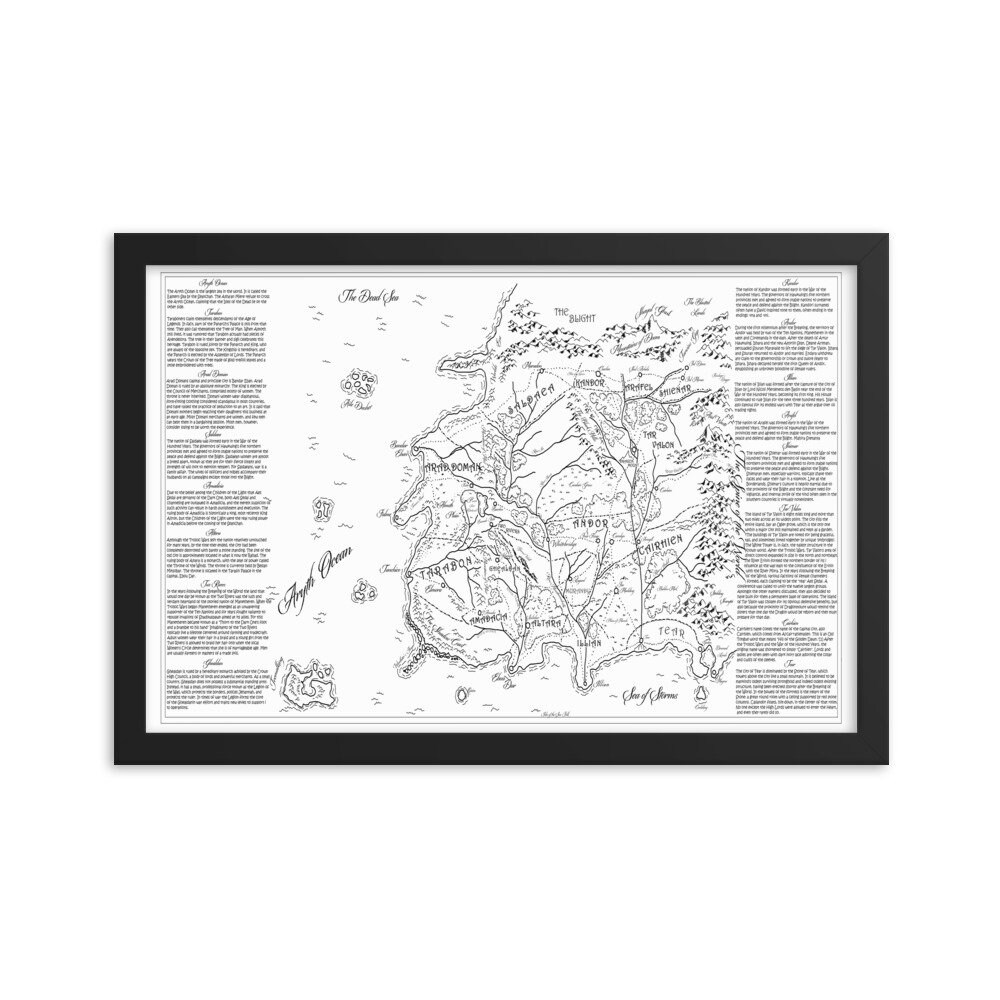 Wheel of Time Fantasy Map With Facts Hand Drawn Framed Poster - Etsy
