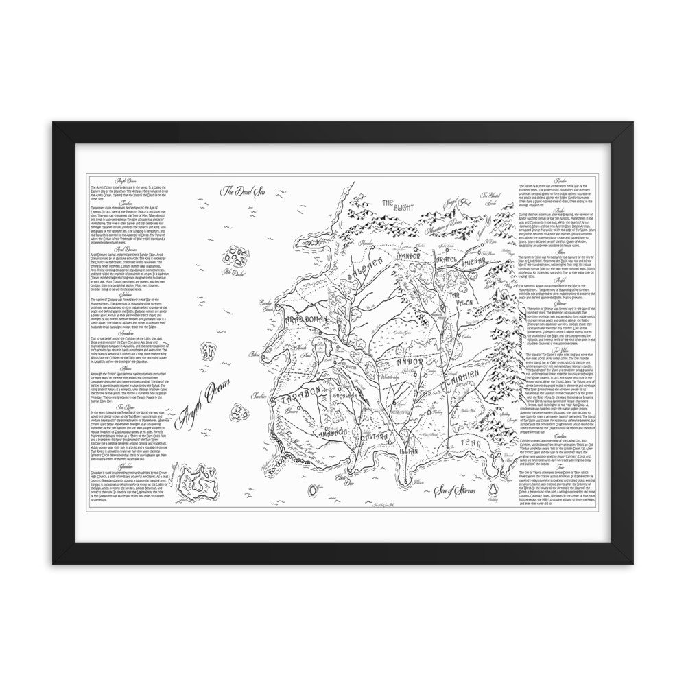 Wheel of Time Fantasy Map With Facts Hand Drawn Framed Poster - Etsy