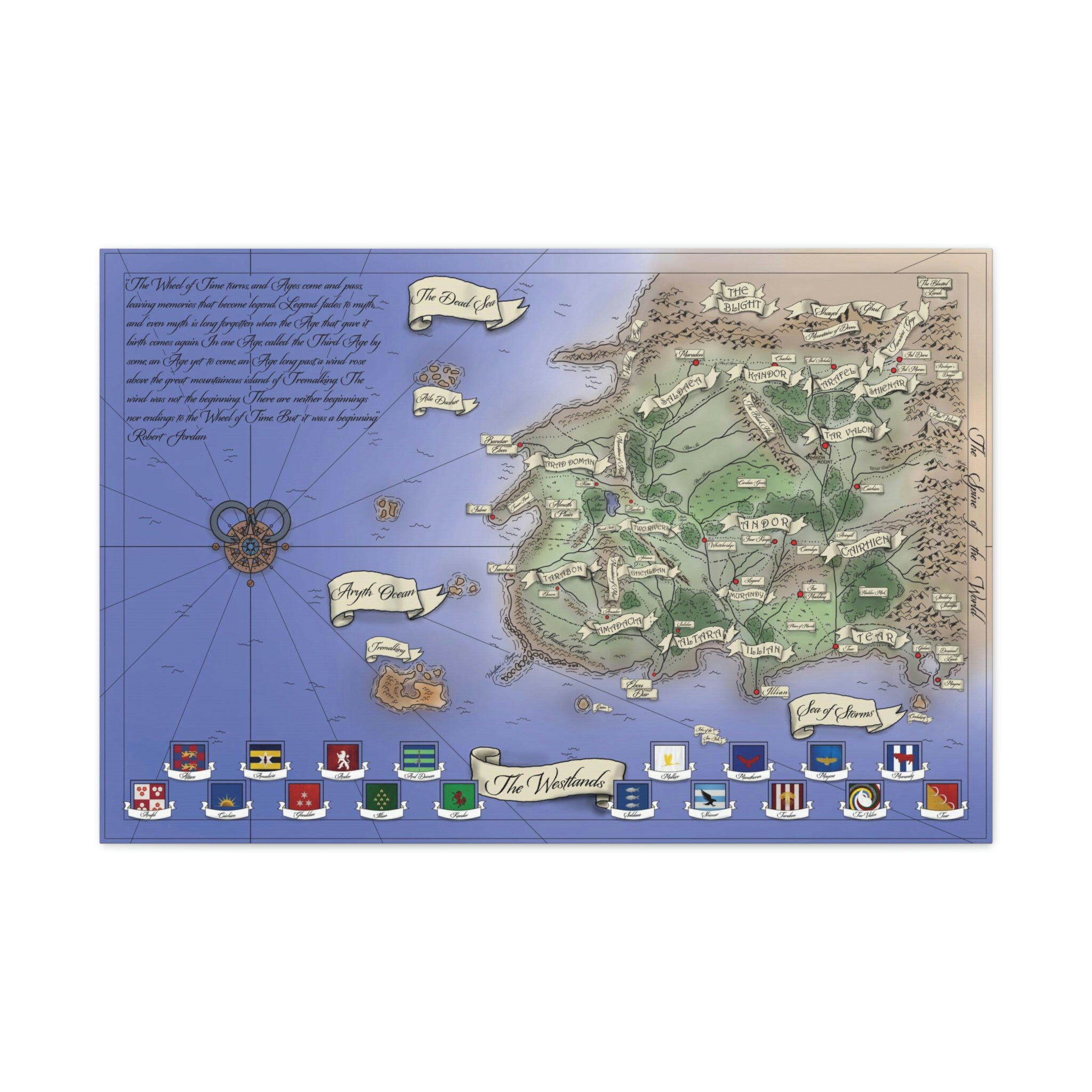 Wheel of Time Full Color Hand Drawn Map Canvas Gallery Wraps - Etsy