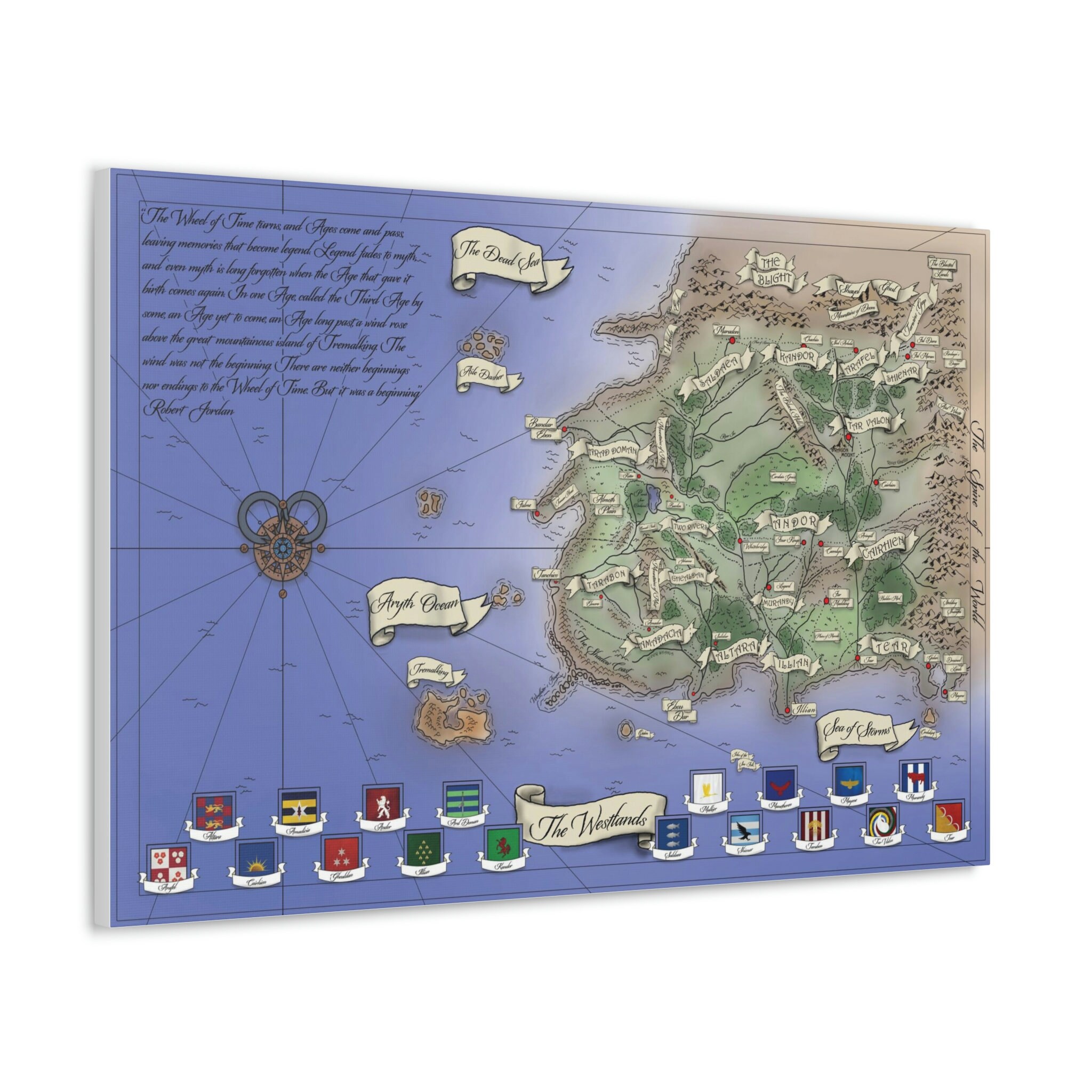 Wheel of Time Full Color Hand Drawn Map Canvas Gallery Wraps - Etsy