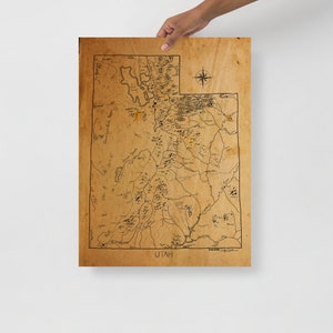Old Paper Utah Map Tolkien / Wheel of Time Inspired Poster - Etsy