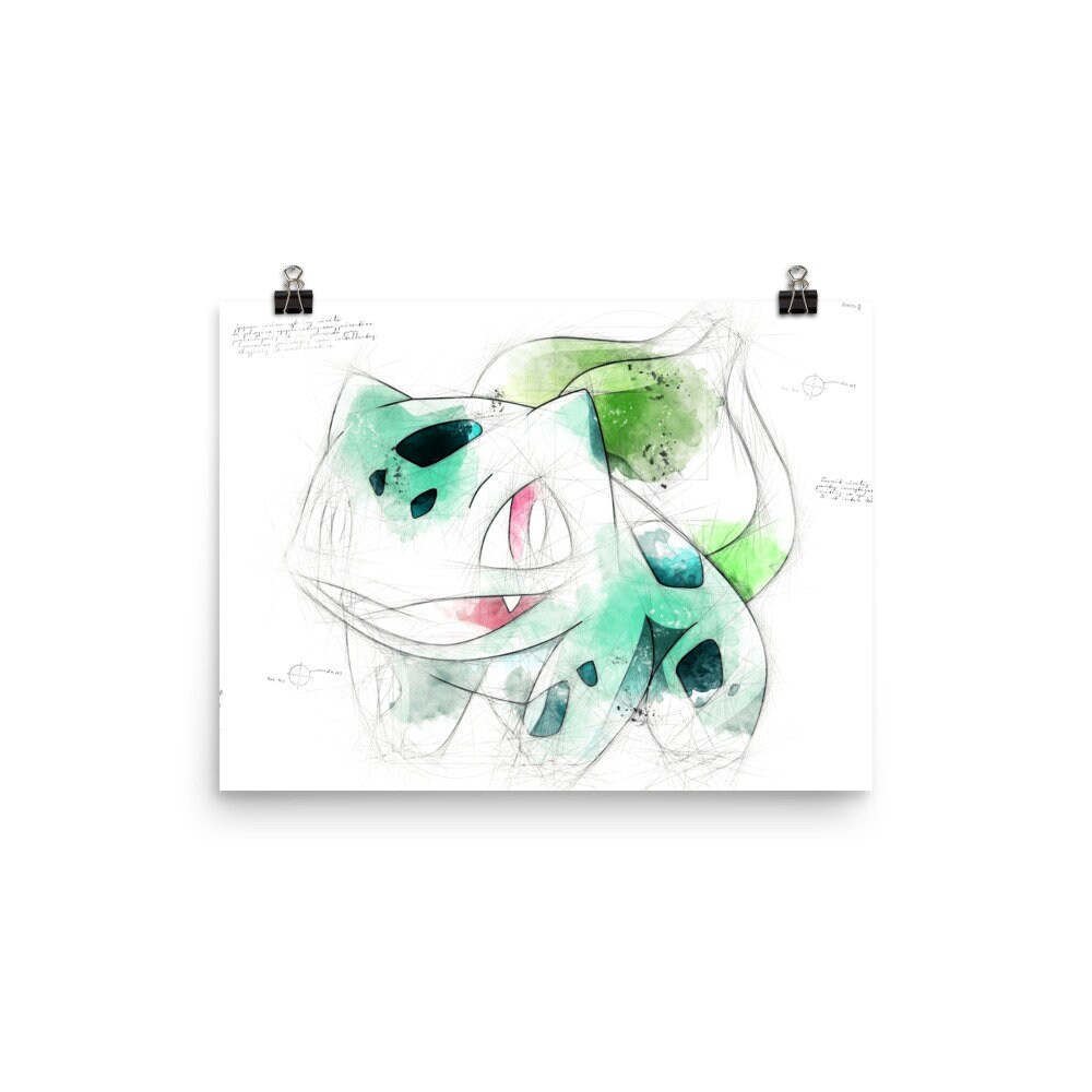 Bulbasaur Blueprint Sketch Art Poster Print - Etsy
