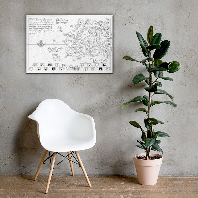 Wheel of Time Map With House Banners Hand Drawn Canvas Art | Etsy