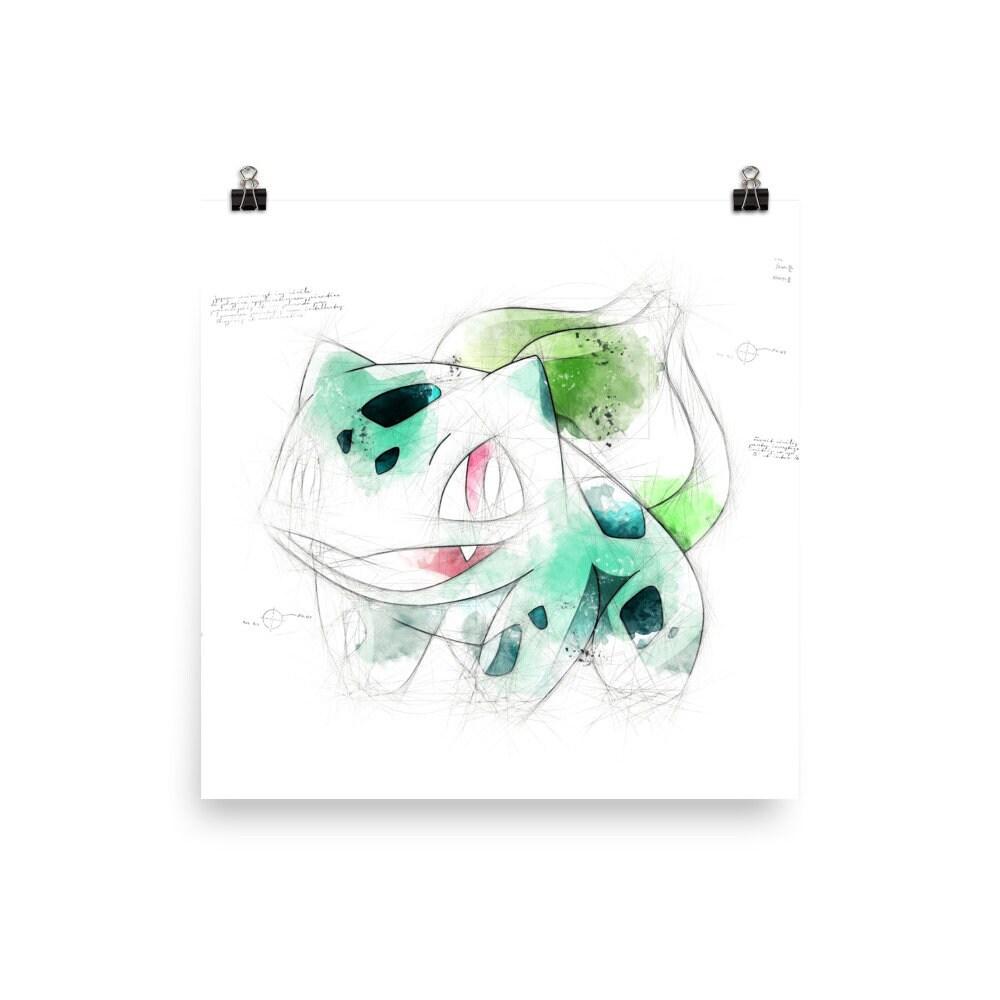 Bulbasaur Blueprint Sketch Art Poster Print - Etsy