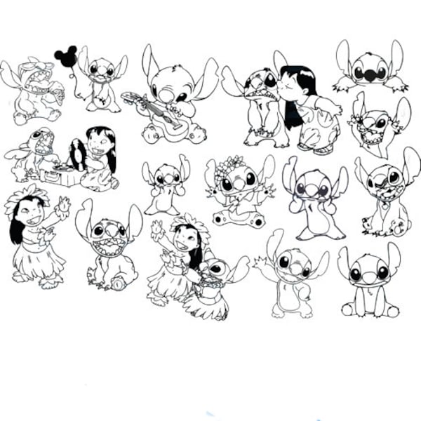 Stitch Black and White Svg - Etsy