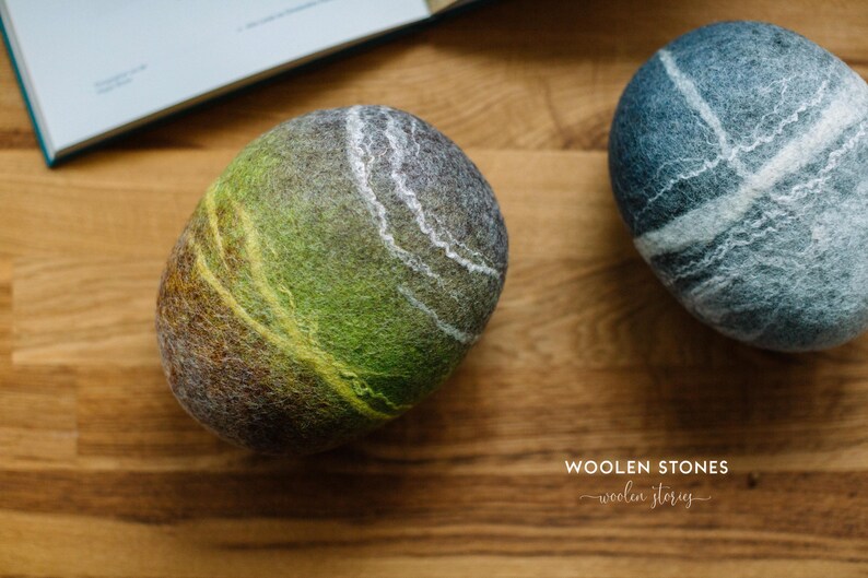 Watercolor Woolen Stone Pouf Set: Irish Moss & North Grey - Etsy