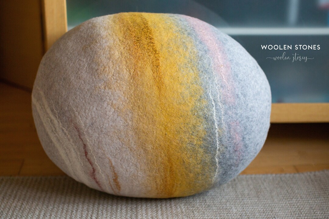 Handmade Wool Stone Pouf Ottoman: Desert Rose Pastel Home Decor - Etsy