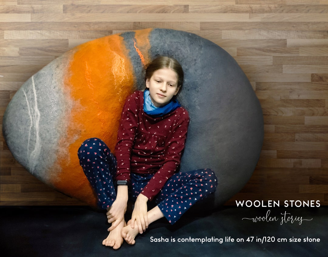 Handmade Wool Stone Pouf: "yosemite Autumn" - Scandinavian Decor - Etsy ...