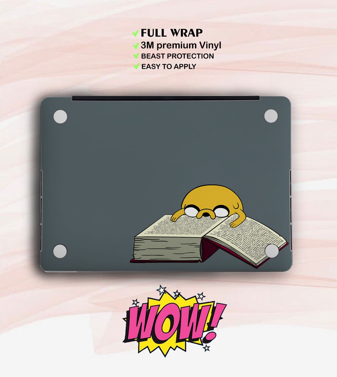 Adventure time Jake and Finn reading book on grey art creative decal ...