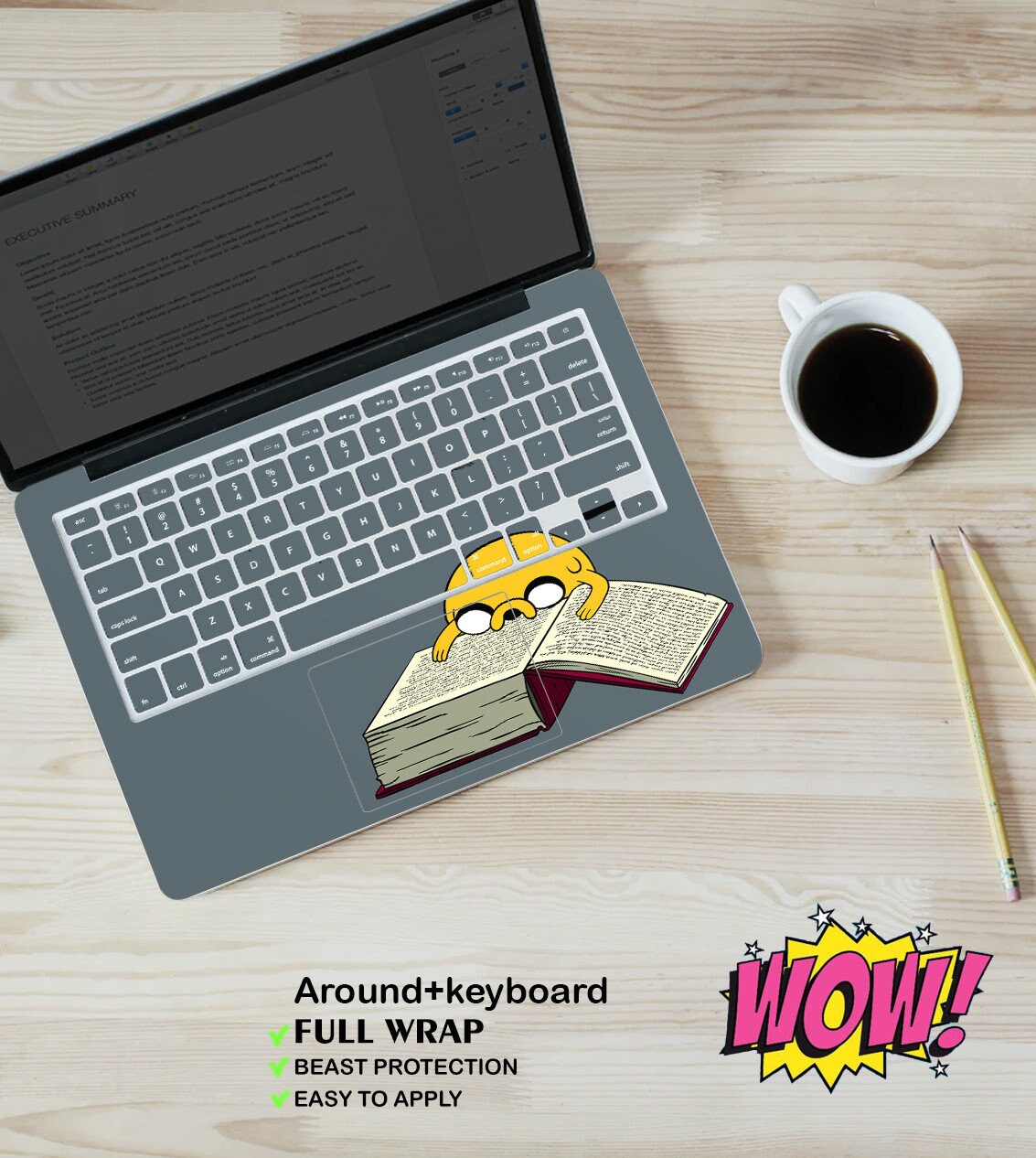 Adventure time Jake and Finn reading book on grey art creative decal ...