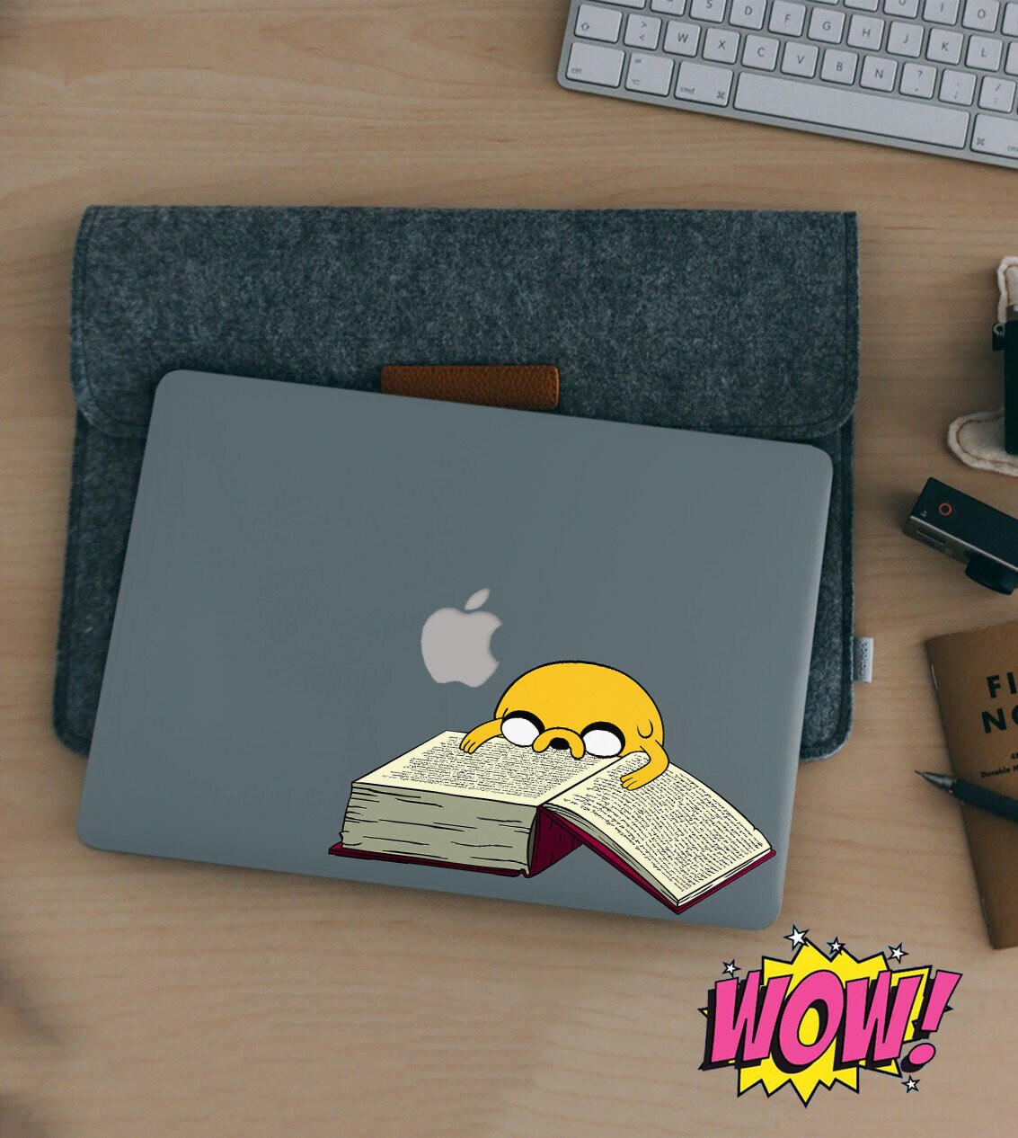 Adventure time Jake and Finn reading book on grey art creative decal ...