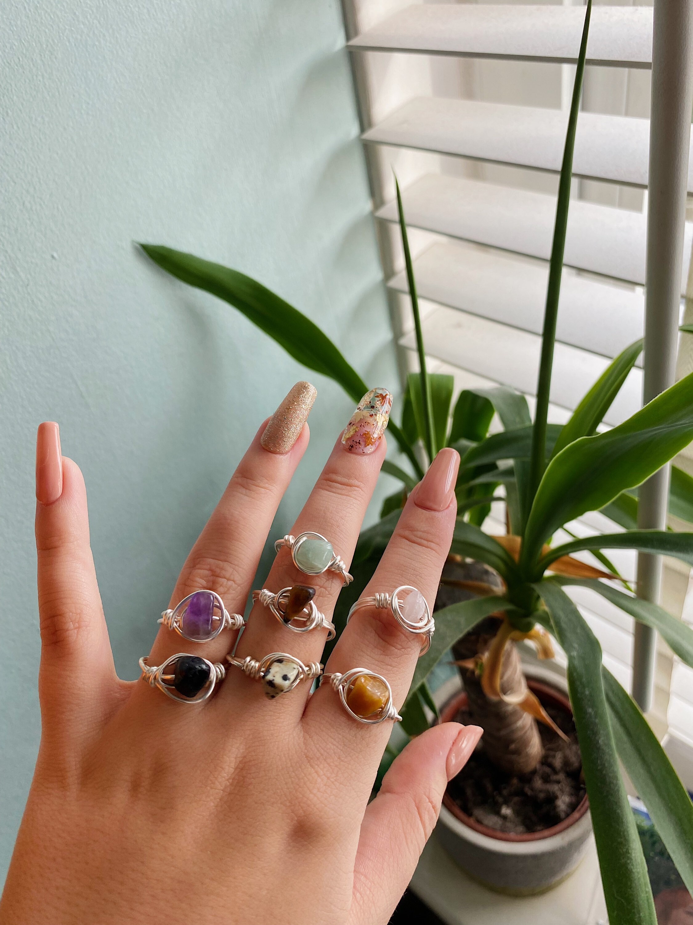 Wire Wrapped Crystal Rings Crystal Jewellery - Etsy UK