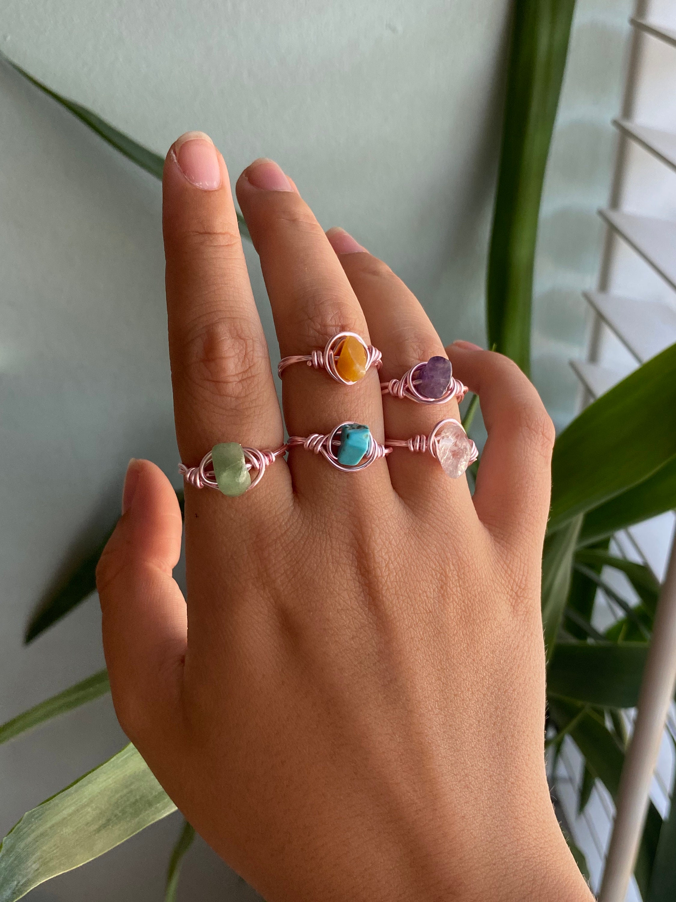 Wire Wrapped Crystal Rings Crystal Jewellery - Etsy UK