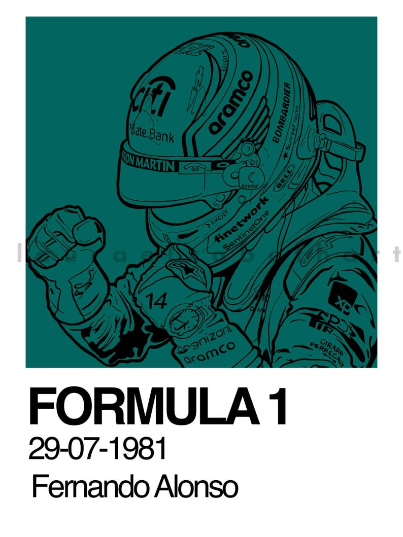 Fernando Alonso Poster | 14 | F1 Poster | Formula One | Aston Martin ...