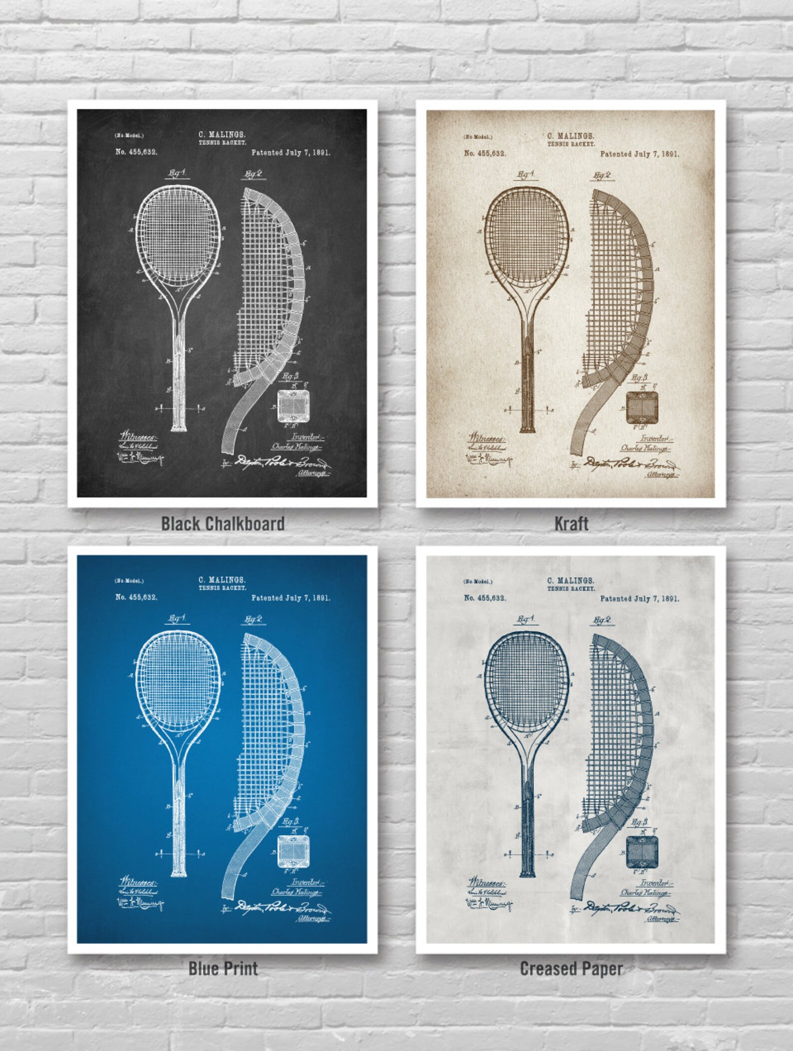 TENNIS Racket Patent Print, Tennis Racket Patent Poster, Tennis Patent ...