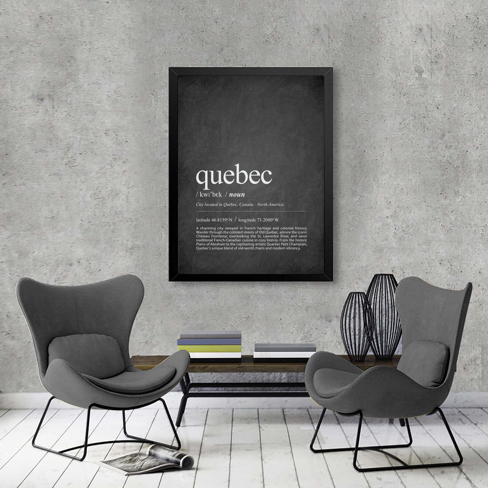 Quebec Definition Print, Quebec City Definition Poster, Black and White ...