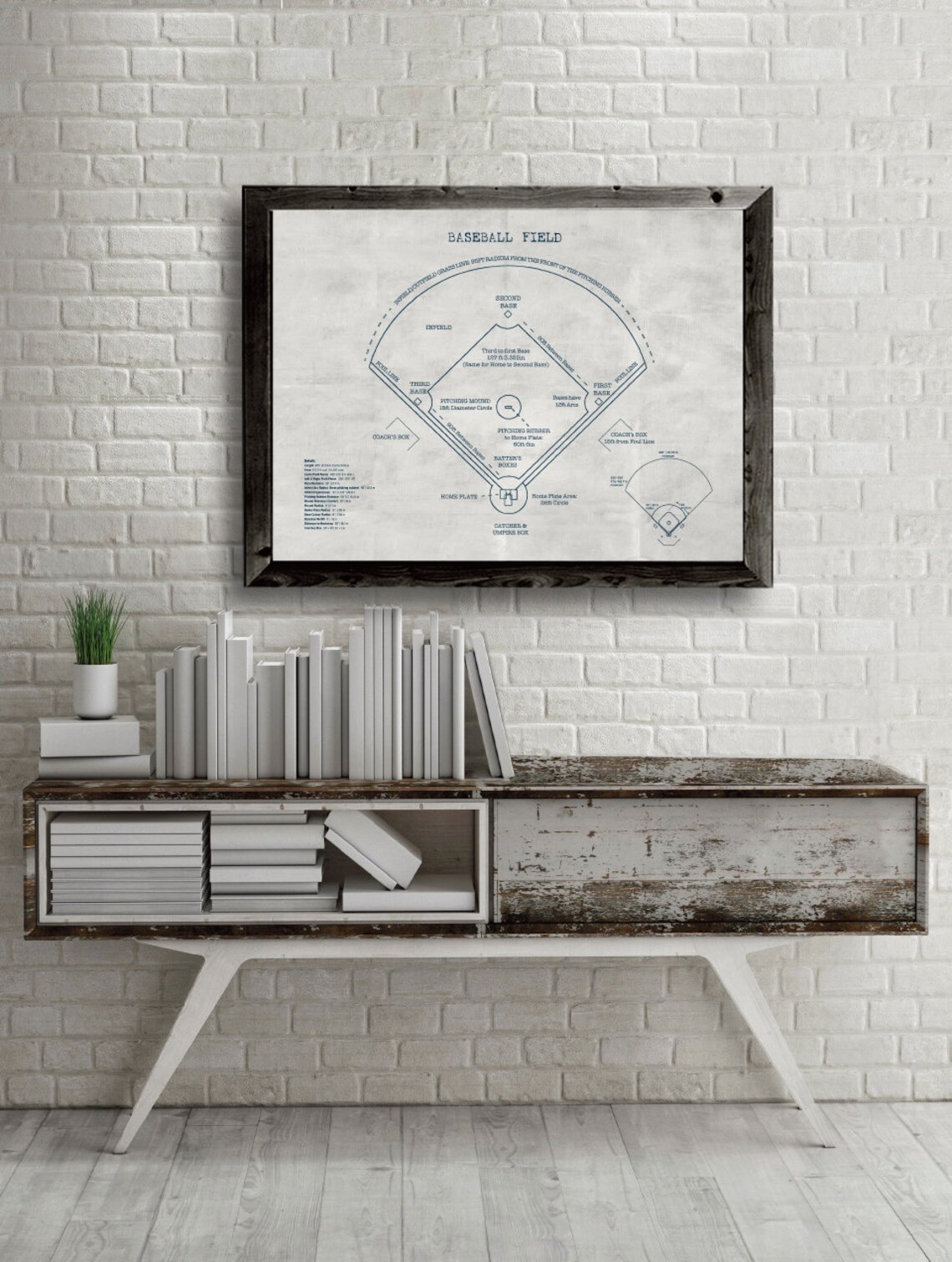 TEAM SPORT FIELDS 4 Poster Set, Football Field Print, Baseball Field ...