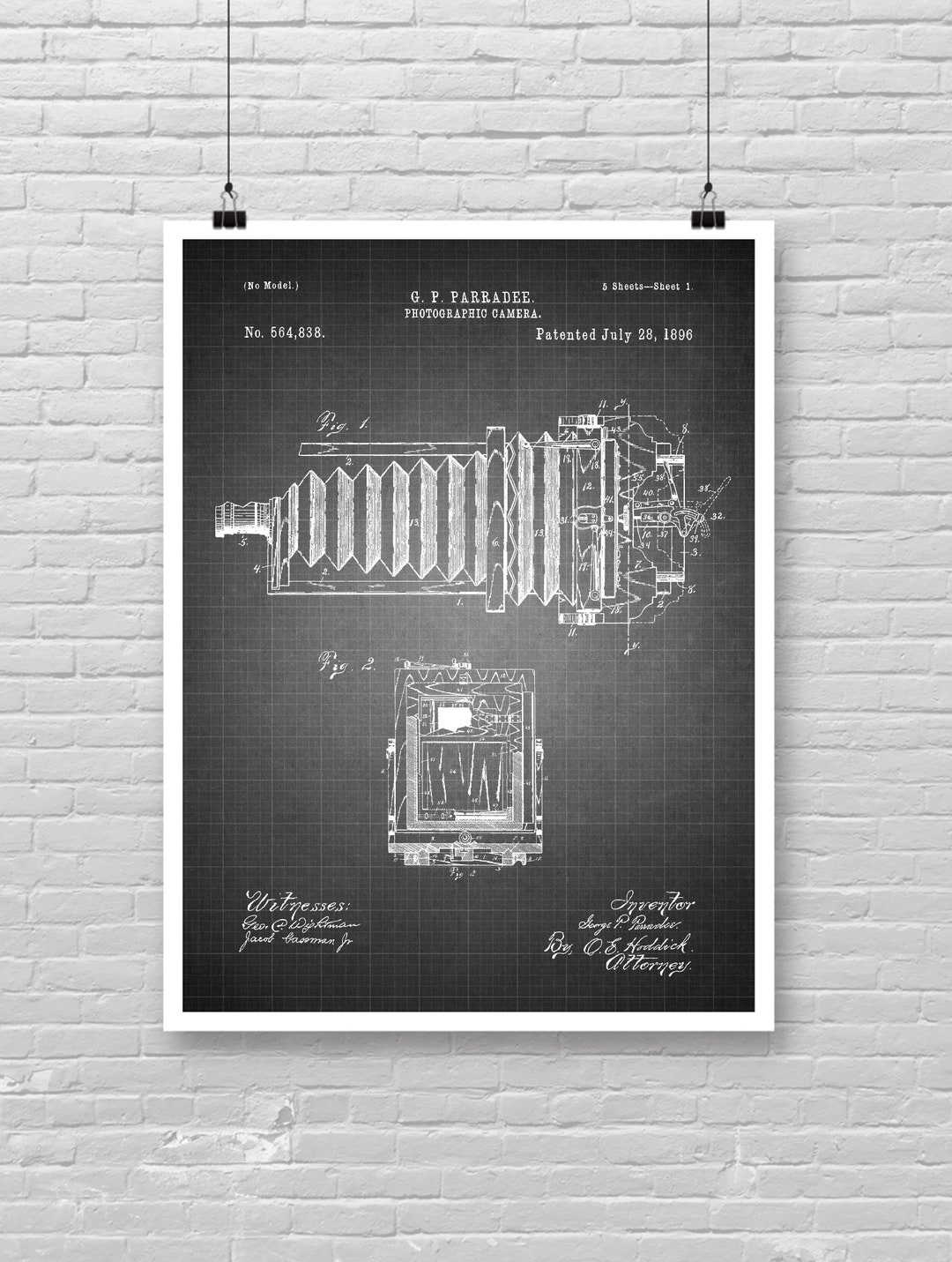 Photographic Camera Patent Poster, Vintage Camera Patent Poster ...