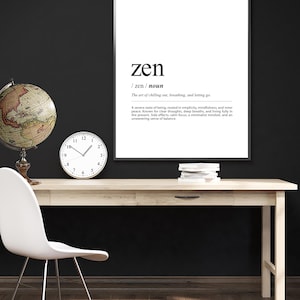 ZEN Definition Poster, Zen Definition Print, Black and White Zen Print ...