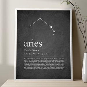 ARIES Definition Poster, Aries Zodiac Sign Definition Print, Aries ...