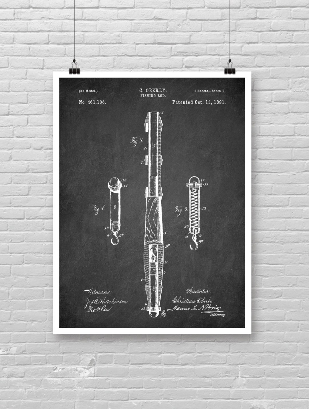 FISHING ROD Patent Poster, Fishing Rod Patent Print, Fishing Equipment ...
