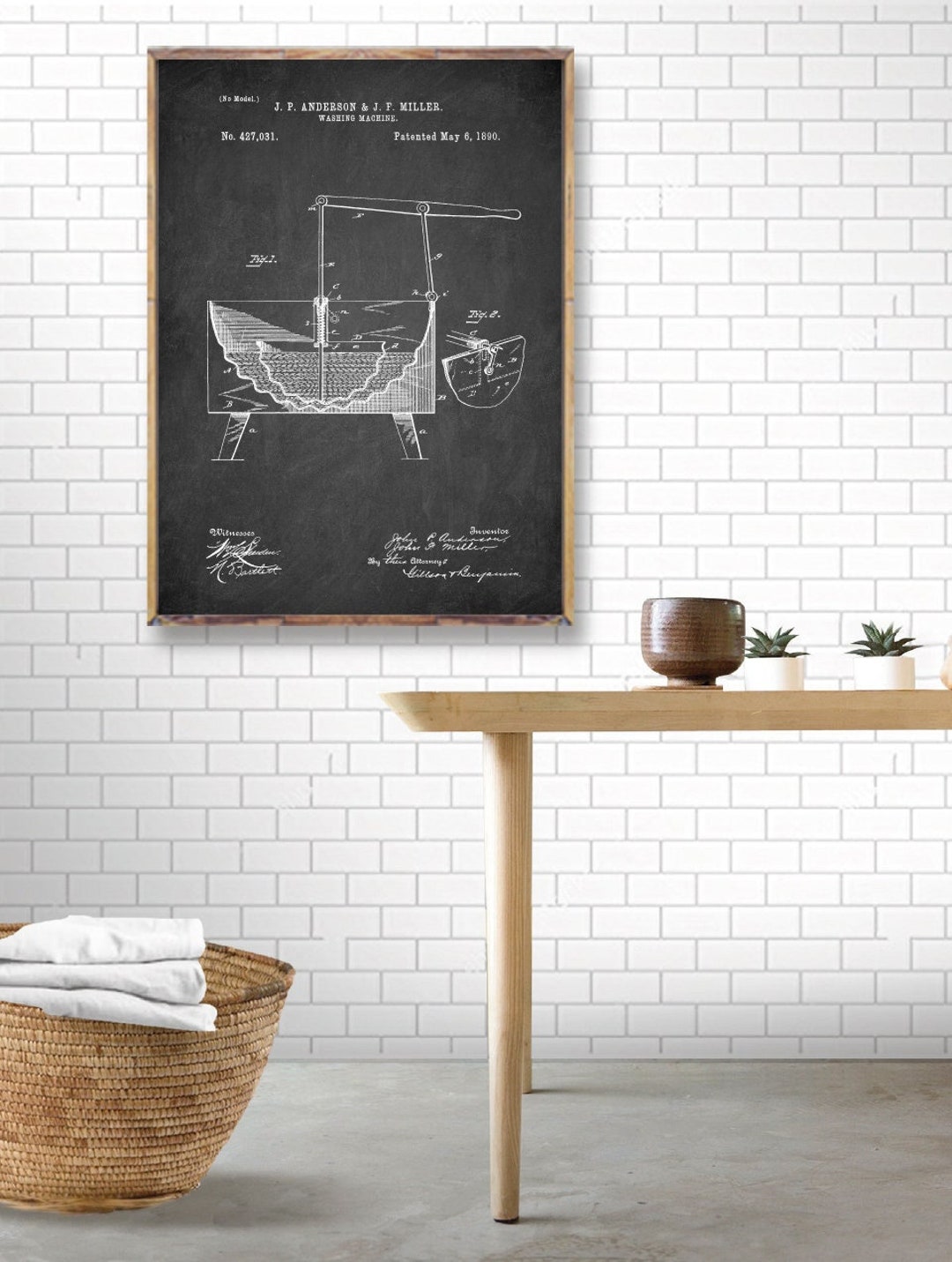 Vintage WASHING MACHINE Patent Print, Laundry Washing Machine Patent ...