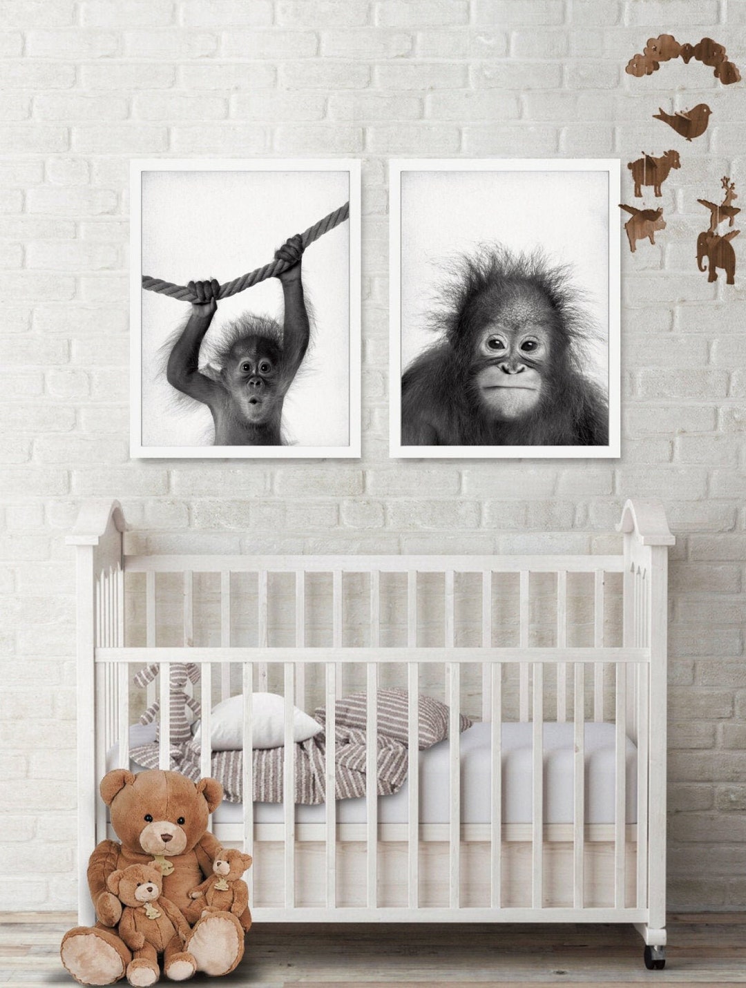 2 BABY Monkey Print Set, BABY Jungle Animal Poster Set, Baby Monkey ...