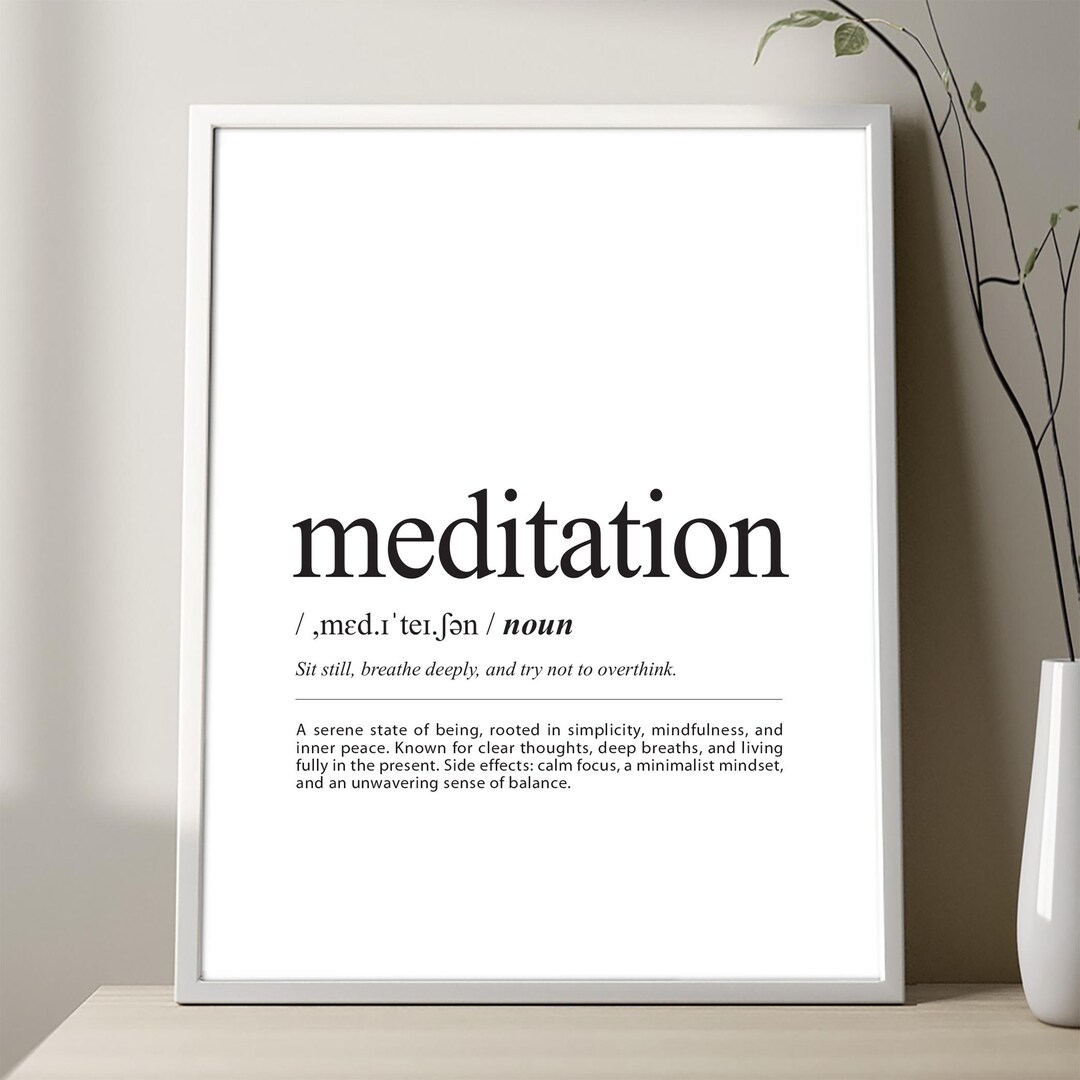 Meditation Definition Poster, Meditation Definition Print, Black and ...
