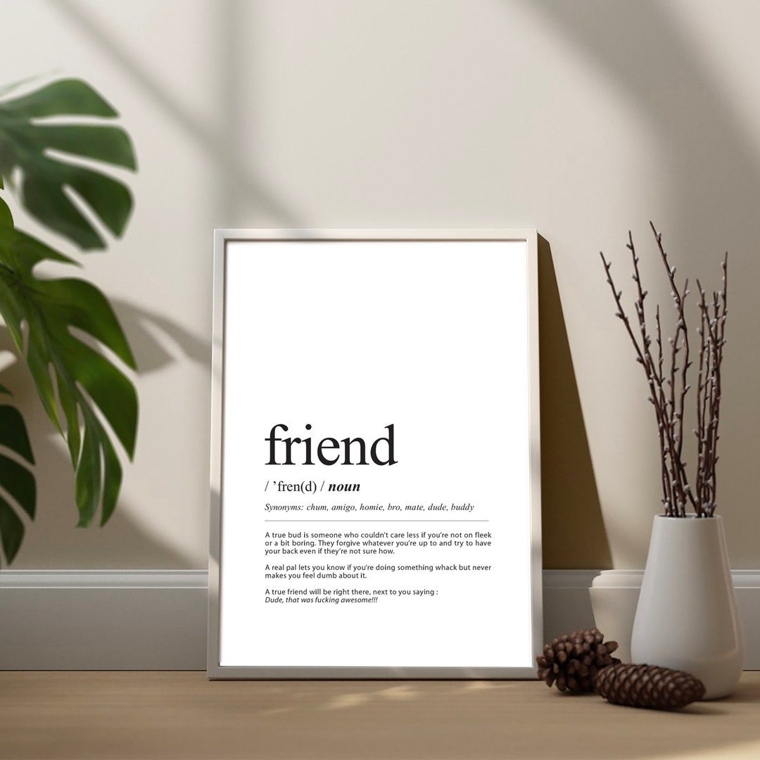 Friend Definition Poster, Friend Definition Print, Minimalist Friend ...