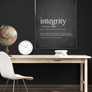Integrity Definition Print, Integrity Definition Poster, Black and ...