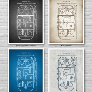 TEAM SPORT FIELDS 6 Poster Set, Ice Hockey Rink, Football Field ...