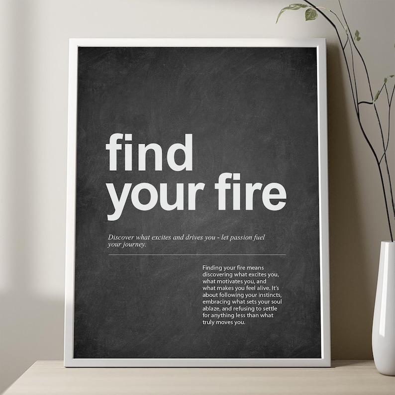 Find Your Fire Motivational Wall Art – Inspirational Quote Print ...