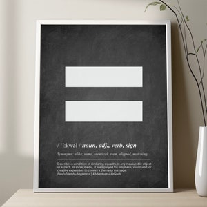 Equal Definition Print, Sign Equality Definition Print, Symbol ...
