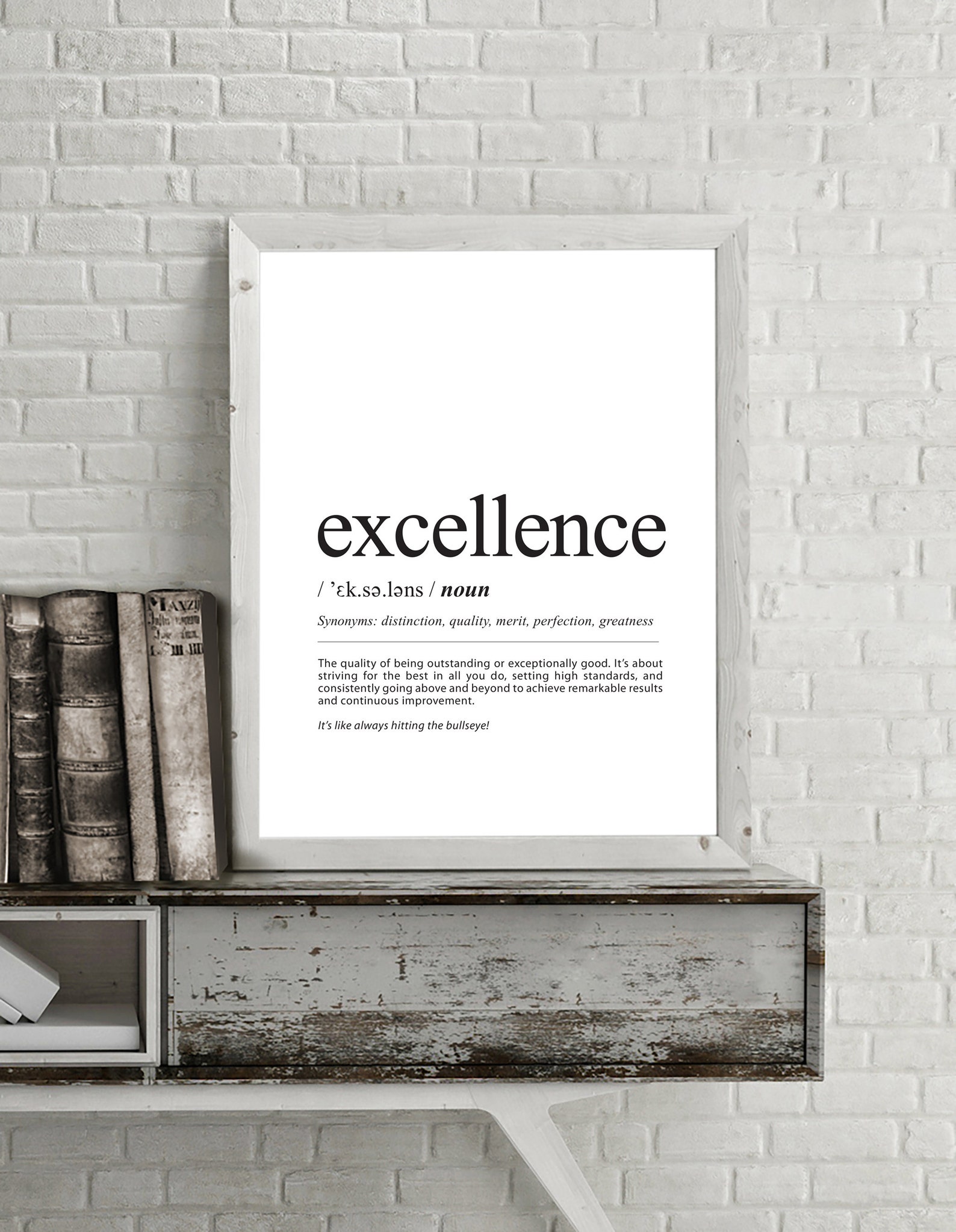 Excellence Definition Poster, Excellence Definition Print, Black and ...