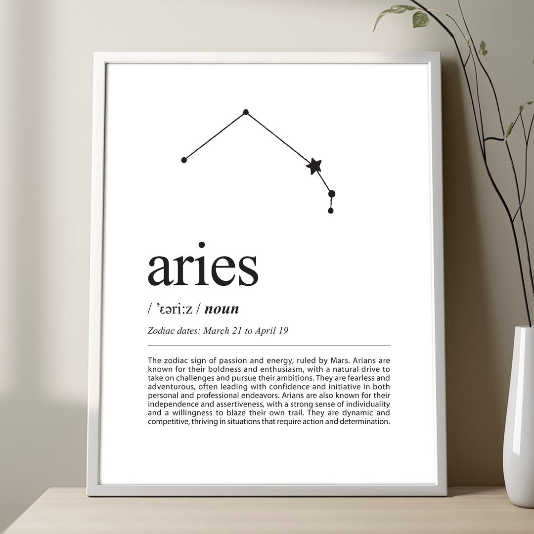 ARIES Definition Poster, Aries Zodiac Sign Definition Print, Aries ...