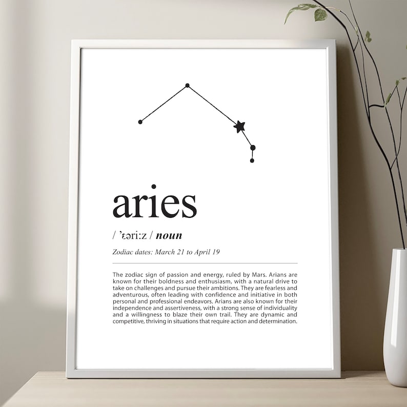 ARIES Definition Poster, Aries Zodiac Sign Definition Print, Aries ...