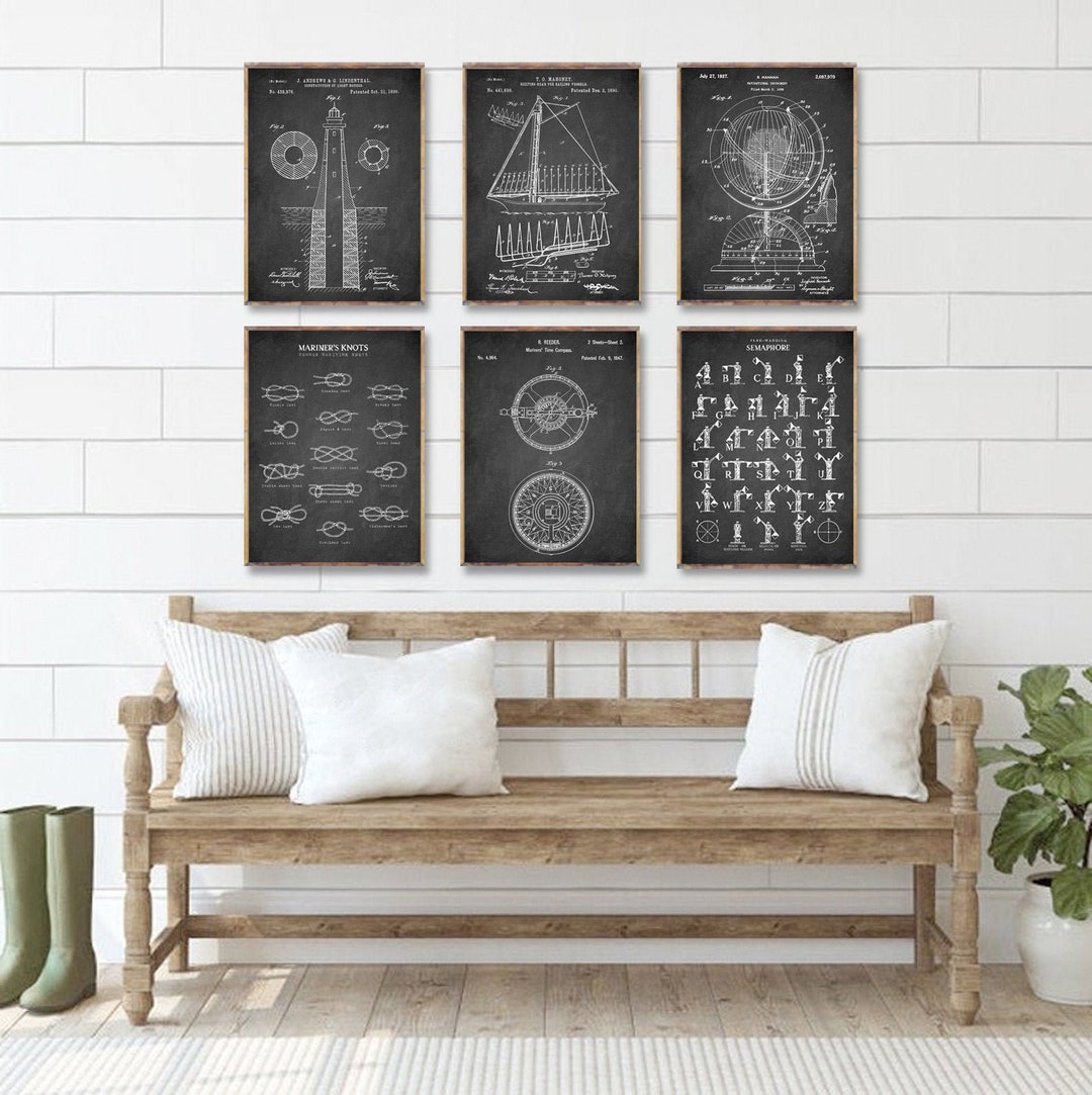 NAUTICAL Patent 6 Poster Set, Semaphore Poster, Lighthouse Patent ...