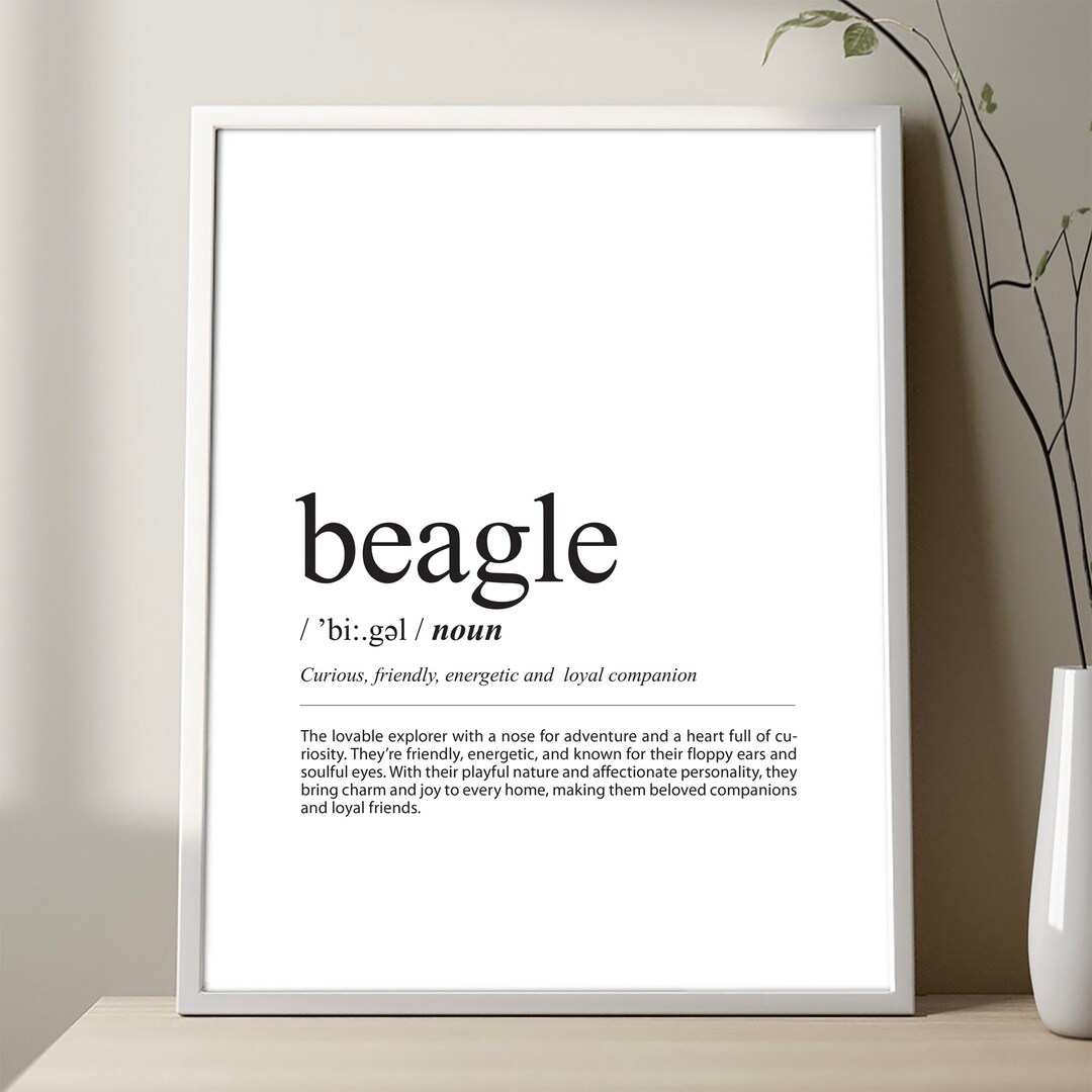 BEAGEL Definition Poster, Beagle Definition Print, Beagle Dog ...