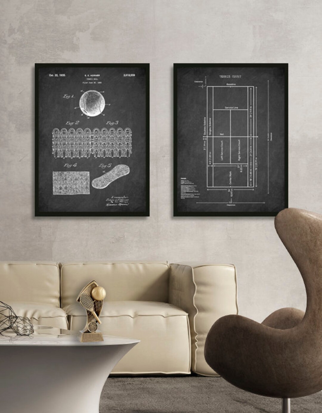 TENNIS Patents 2 Print Set, Vintage TENNIS Ball Patent Print, Tennis ...