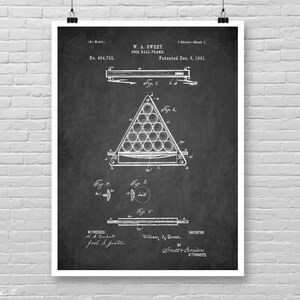 Billiard Pool 4 Poster Set, Pool Ball Frame, Pool Cue, Billiard Table ...
