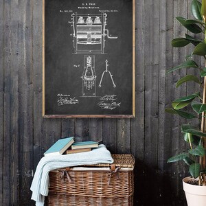 WASHING MACHINE Patent Poster, LAUNDRY Room Decor, Vintage Laundry ...