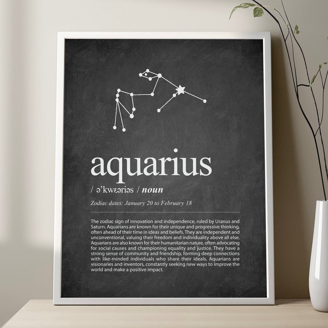 AQUARIUS Definition Poster, Aquarius Zodiac Sign Definition Print ...
